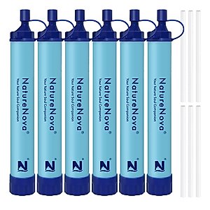 Personal Water Filter Straw Outdoor Portable Filtration Emergency Survival Gear Water Solutions Tactical Gear for Hiking Camping Accessories Travel Hunting Fishing Outing Backpacking (6 Pack)
