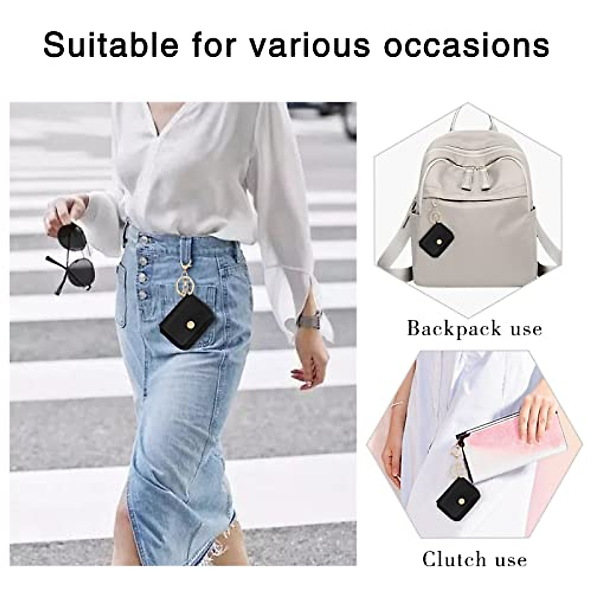 Toplive Compatible with AirPods Pro Case, PU Leather Shockproof Protective Case Cover for AirPods Pro with Keychain and Clasp -Black