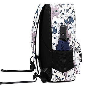 Teecho Girls Waterproof School Backpack Fashion 15.6" Laptop Backpack for Teenager Cat