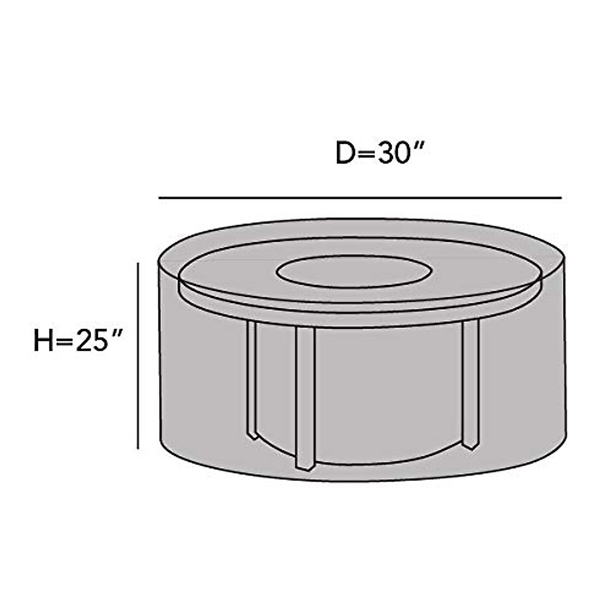 Covermates Round Firepit Cover - Light Weight Material, Weather Resistant, Elastic Hem, Fire Pit Covers-Green