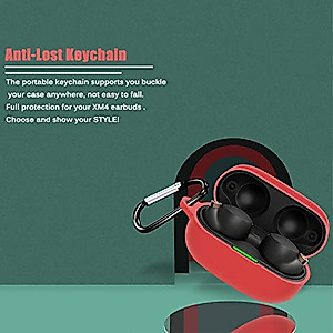 Miimall Compatible for Sony WF-1000XM4 Case, [Anti-Lost Keychain][Washable][Ultra-Thin] Soft Silicone Protective Case Cover for XM4 Earbuds Case 2021(Blue)