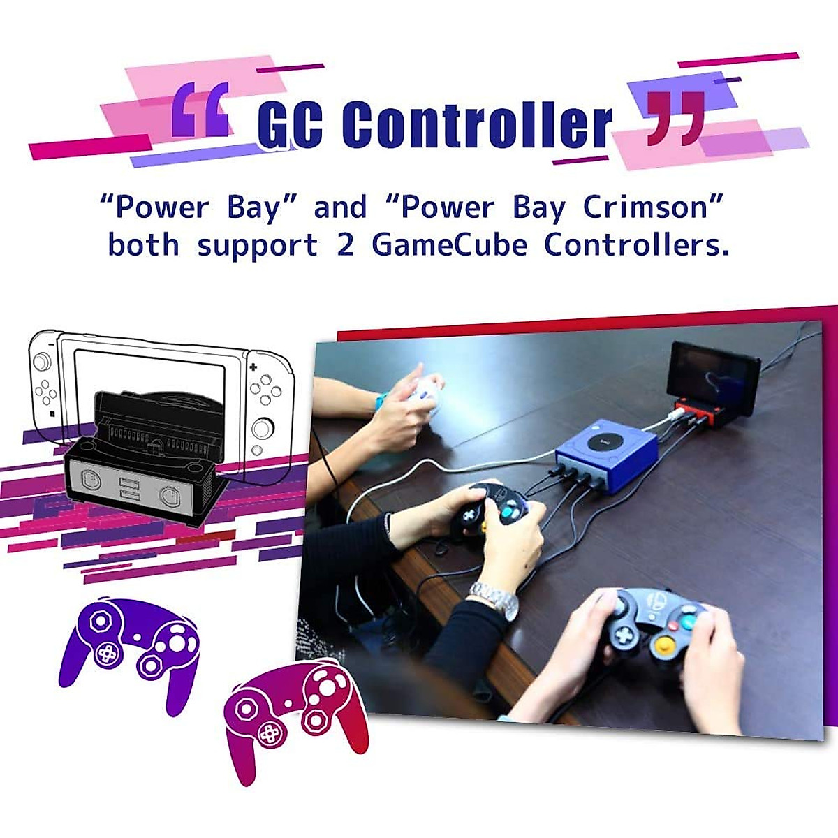 Brook Power Bay Crimson - Portable and Fast Charging Dock Stand, Docking Station for NS Switch, Compatible with Switch and GC Controllers, Support HDMI Out Put