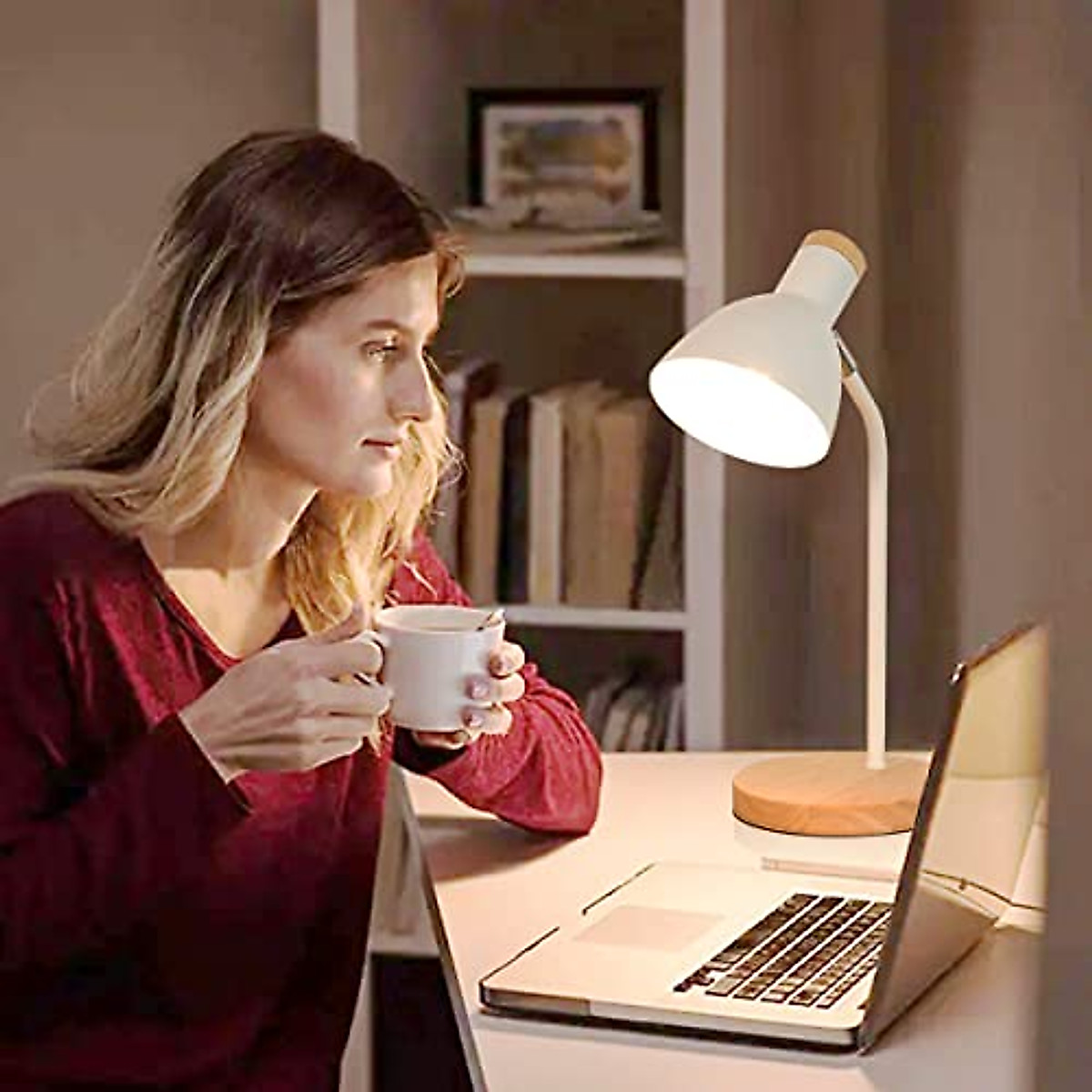Lampwell Helle Office Desk Lamp for Home Office,Adjustable Desk Lamp for Bedrooms,Modern Desk Lamp for Desk,Kids Desk Lamp,Student Desk Lamp for Dorm,9.69×5.91×H14.88IN,Bulb Excluded,White Desk Lamp