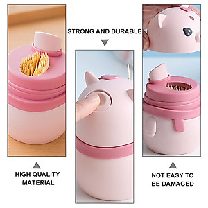 VORCOOL Automatic Toothpick Dispenser Cute Pig Shape Pop- Up Toothpick Holder Plastic Fruit Pick Storage Box Container for Home Kitchen Restaurant1