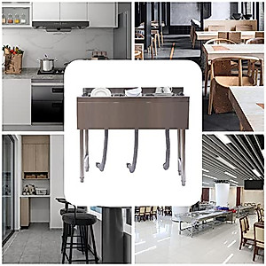 FXEIPOL 3 Compartment Stainless Steel Sink Stainless Steel Utility Sink Commercial Utility Basin with Baskets Freestanding Restaurant Sink for Gardens, Balconies