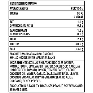 Miracle Noodle Ready-to-Eat Meal Spaghetti Marinara, 0.56 lb