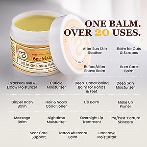 Sweet Bee Naturals - All-in-One Skin Balm & Ointment for Face & Body, Multipurpose Moisturizer for Dry Skin, Burns, & Irritation, Bee Magic Skin Care Essentials -1 Jar (4oz)