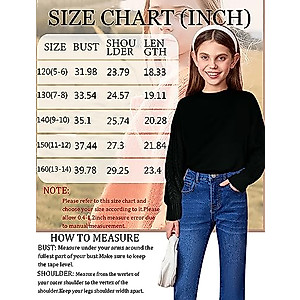 INFULEIMU Girls Sweaters Crewneck Long Sleeve Kids Christmas Sweater Winter Knit Chunky Pullover Jumper 5-14 Black