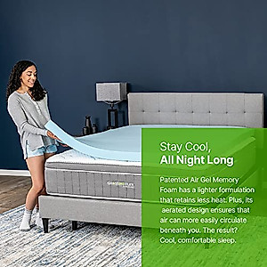 Nature’s Sleep by GhostBed - AirCool IQ 3 Inch Thick Density Gel Memory Foam Mattress Topper with Fitted Cover and 18 Inch Skirt - King