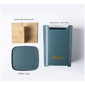 Utensil Holder Cutlery Holder with Bamboo Wood Partition Board and Water Tray Cutlery Compartment Storage Chopsticks Spoon Fork Organizer yubin1993 (Color : Green)