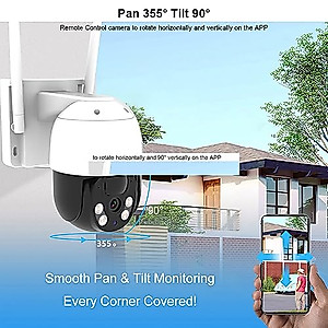 Solar Security Camera Wireless Outdoor, Pan Tilt Solar Powered Home Security Outdoor Camera with 2K Night Vision, PIR Motion Sensor, 2-Way Audio, On Site Siren, Cloud & SD Card Storage