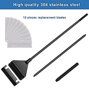 Luxiv Stainless Steel Algae Scraper Black, Aquarium Glass Cleaner Tools 25.6 Inches Fish Tank Scraper Cleaner Handheld Scraper for Aquarium Tank