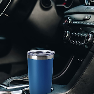 HASLE OUTFITTERS 20oz Tumblers Stainless Steel Mugs with Lid Double Wall Vacuum Insulated Coffee Cups for Cold & Hot Drinks (20oz-Dark Blue, 1 Pack)