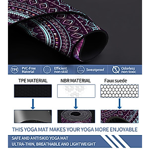 Cifupy Yoga Mat Double-Sided Non Slip Exercise Mat Eco Friendly TPE Fitness Exercise Mat With Carrying Strap & Storage Bag Workout Mat for Yoga, Pilates and Floor Exercises