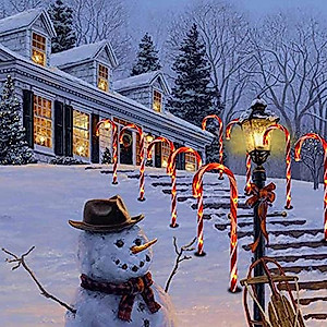 Christmas Candy Cane Lights,Christmas LED Candy Cane Lamp， Festoon Outdoor Home Garden Ground Plug Crutch New Year Xmas Holiday Decor ， Battery Power 5pcs