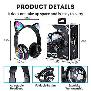 ONXE Kids Bluetooth Headphones, Over Ear Wireless Headsets with Microphone for Boys Girls Teens up to 10 Hours Playtime, with HD Stereo Sound, for iPad, Cellphone, Tablet, PC (Black)