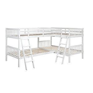 Merax L-Shaped Bunk Bed with Ladder,Twin Size