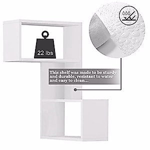 RANK Corner Shelf Wall Mounted, White Corner Shelves, Floating Corner Bookcase, Wall Storage Shelves for Wall Decor Living Room, Bedroom, Bathroom