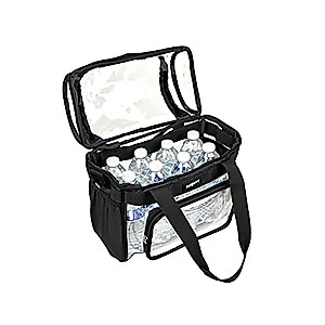 Heavy Duty Clear Lunch Tote Stadium Bag Approved Durable Crossbody Travel Makeup Cosmetic Box for Football Basketball Baseball Games Concerts Work Correctional Officers (Bold Black, 12 x 6 x 12)