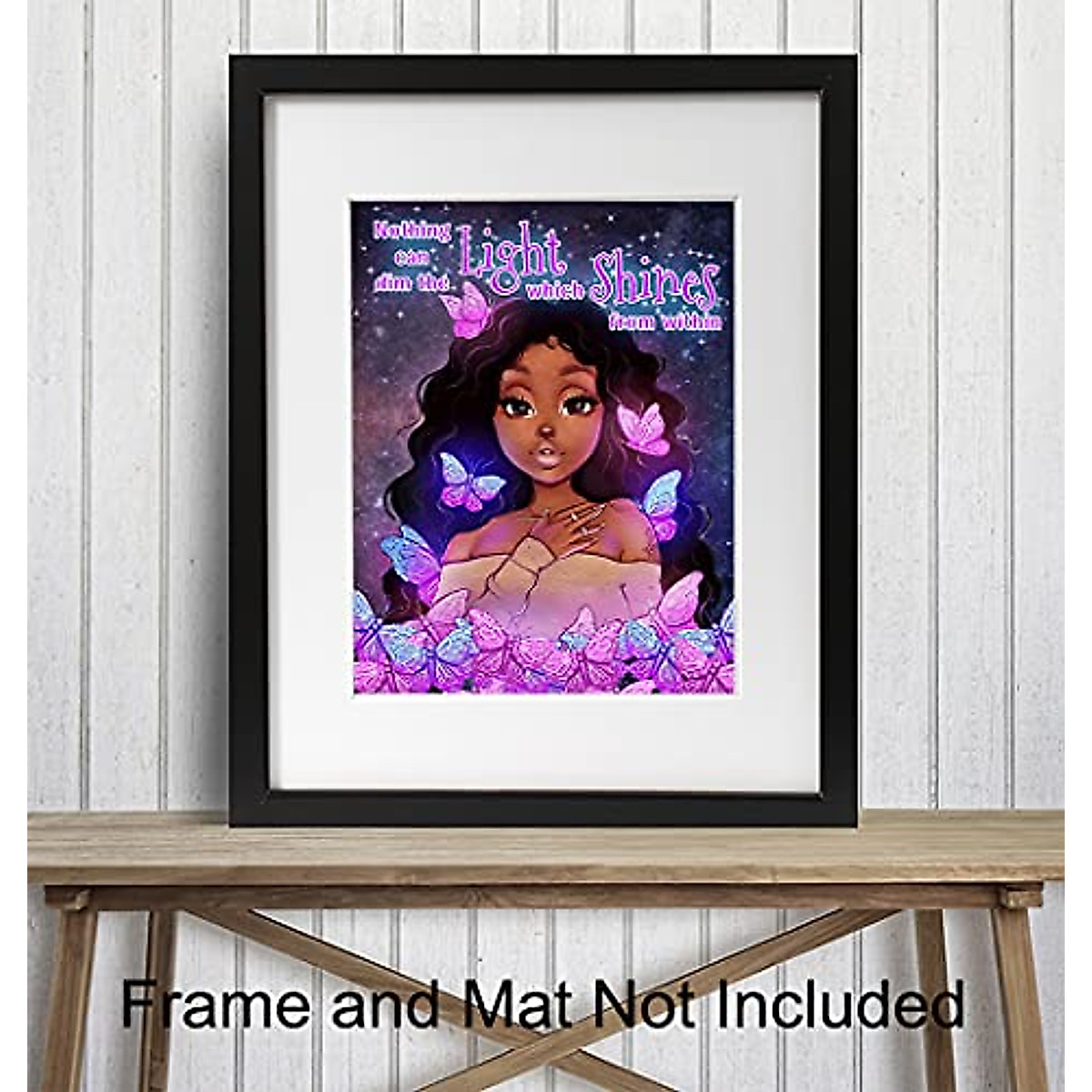 African American Girls Wall Art - Black Art - Little Girls Bedroom Decor - Teen Room - Inspirational Positive Quotes Wall Decor - Motivational Poster - Uplifting Encouragement Daughter Gifts for Women