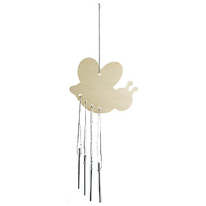 Baker Ross-E8743 Wildlife Wooden Windchimes, Perfect for Children to Design and Decorate, Ideal for School, Home Craft Group Activities (Pack of 4), 10cm, 4 Pack