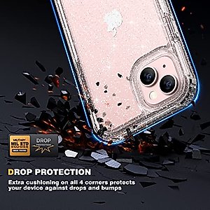 Diaclara Designed for iPhone 13 Case, Full Body Rugged Case with Built-in Touch Sensitive Anti-Scratch Screen Protector, Soft TPU Bumper Case for iPhone 13 6.1" (Clear Glitter)