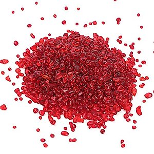 Reflective Tempered High Luster Fire Glass, Fire Pit Glass Gravel,Fire Glass Rocks Pebbles,Glass Beads Gems for Fish Tank Aquarium Garden Decoration 3-6mm 305g/10.75oz/0.67lb (Red)