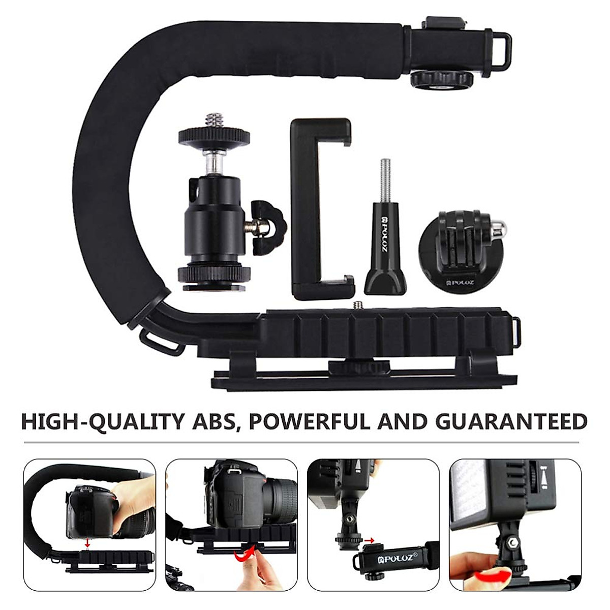 Baluue U-Shaped Portable C-Frame Set Gimble Stabilizer Cellphone Holder Handle Grip Video Action Stabilizer Low Position Video Stabilizer Mobile Holder Abs Camera Low Frame