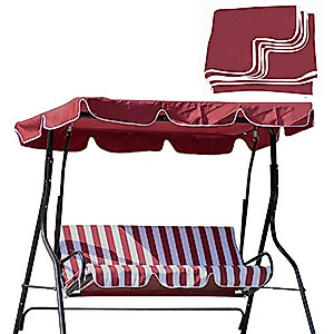 Swing Canopy Replacement, Waterproof Swing Top Cover Canopy Replacement Garden Patio Porch Yard Outdoor, Top Cover Only (74'' x 45'') (Burgundy)