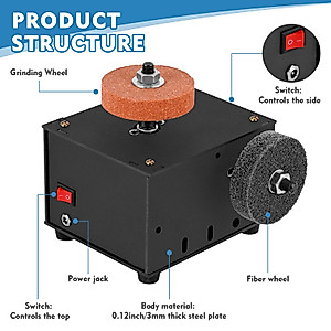 3-in-1 Mini Bench Grinder Polisher Machine, 4 inch Disc Sander, Seven Speed Adjustable, 4 inch Sanding Disc Machine with Dual Motor Control, Includes Six 3-Inch Sanding Wheels and 10 Sandpapers