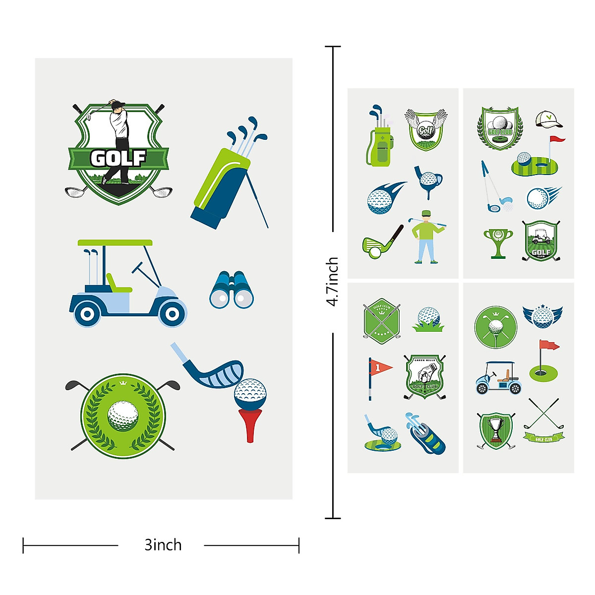 24 Sheets Golf Temporary Tattoos, Birthday Decorations Golf Party Favors
