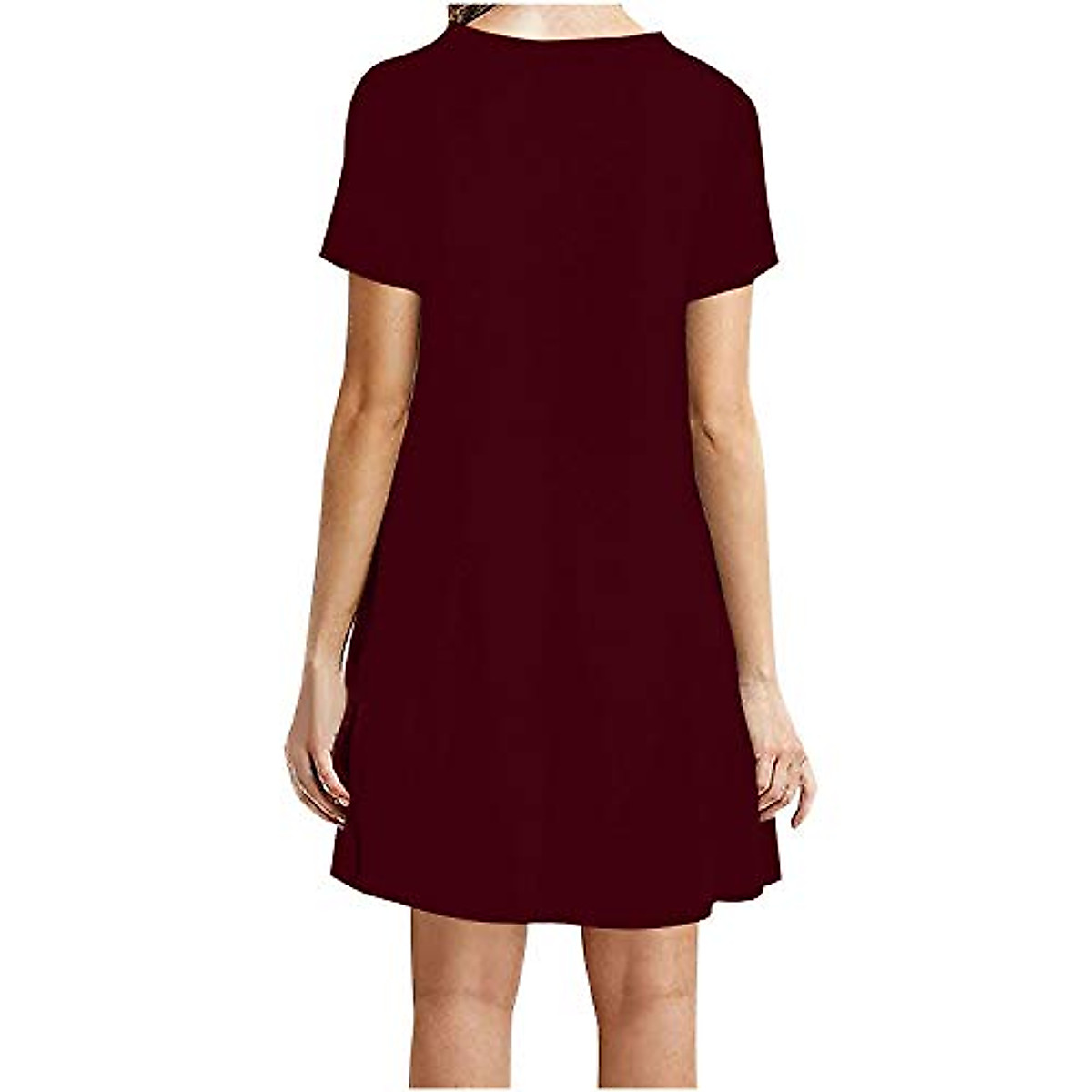 Valentines Dress For Women Sweet & Cute Short Sleeve T Shirt Dress Loose Plus Size Flowy Swing Sundress 2023 Summer Beach Holiday Party Prom Mini Dress Maternity Dress For Photoshoot(B Wine,Small)