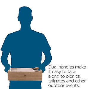 MV Bamboo Wine & Cheese Serving Tray Plus Drawer for Extra Storage Includes Coasters, Cheese Knives, Serving Boards & Handles for Easy Carrying