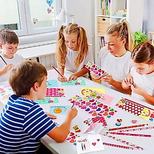 28 Pack Assorted Valentines Day Stationery Kids Gift Set, for Valentine Card Classroom Exchange Cards, Class Kid Pencil Eraser Notepad Sticker Bag, Pencils Bulk Pack Goodie Set, Toys Treats