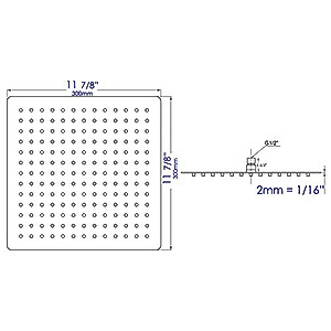ALFI brand RAIN12S 12-Inch Solid Square Ultra Thin Rain Shower Head, Brushed Stainless Steel