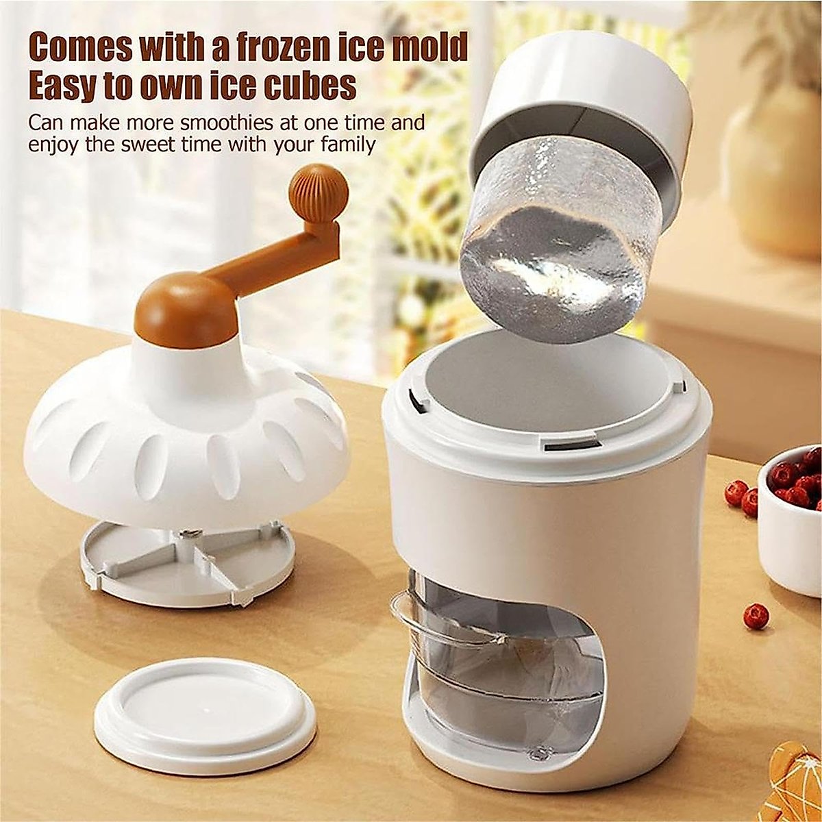Ice Shaver Machine for Home Use, with 4 Ice Cube Molds, Shaved Ice Crusher Thick Blade, Safe and Labor Saving, Ice Grinder, for Making Drinks