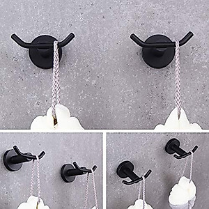 BEIGEEWY Matte Black Towel Coat Hook Bathroom Robe Hook SUS 304 Stainless Steel Wall Mounted Round Kitchen Heavy Duty Door Hanger 2 Pack