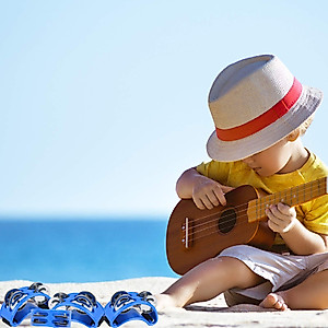 Xgood 4 Pieces Foot Tambourines Percussion Musical Instrument with Stainless Steel Jingles Percussion Musical Instrument Accessories (Blue)