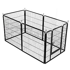 Yaheetech Foldable Pet Pen Playpen Play Yard - 32 inch 18 Panel Portable Small Animal Playpen Metal Exercise Barrier Fence w/Door Outdoor Indoor Black