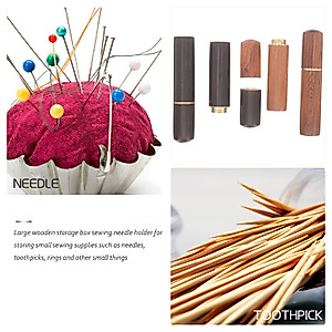 Ciieeo 16 Pcs Wooden Needle Wooden Needle Case Tube Needle Storage Tube Sewing Needles Container Case Sewing Needles