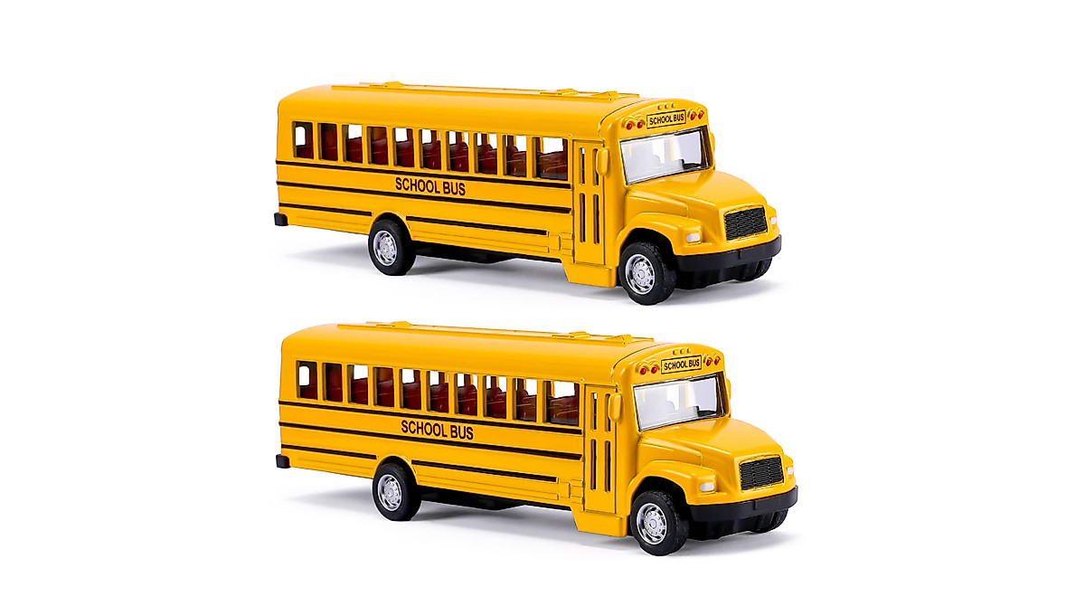 DUNRIOG TOYS 5.5'' Pull Back School Bus for Kids