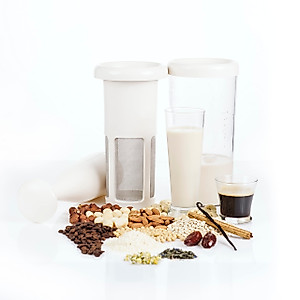 Vegan Milker by Chufamix, kitchen tool to make Plant Milks (soy, rice, oats & nut milk maker) or Coffee (from whole beans). Made in Europe. Recipe E-Book