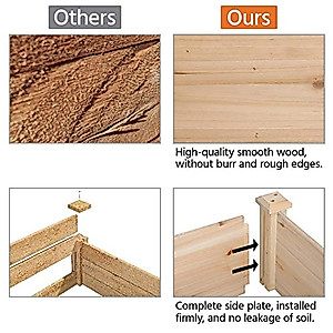 Yaheetech 8×4ft Wooden Horticulture Raised Garden Bed Divisible Elevated Planting Planter Box for Flowers/Vegetables/Herbs in Backyard/Patio Outdoor, Natural Wood, 93 x 48 x 10in