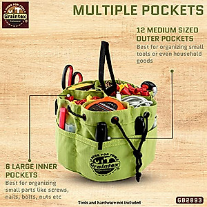 Graintex GB2893 Grab Bag Lime Green Color Rip-stop Canvas 18 Pockets Drawstring Closure