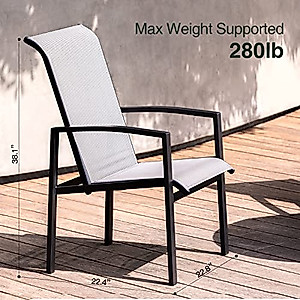 Dulce Domi Patio Chairs Set of 4, Rust-Free Outdoor Chairs W/Metal Slat Finish, 2x1 Textilene Dining Chairs Set of 4, Patio Chairs L23”xW22”xH38” Max Weight 280 Lbs