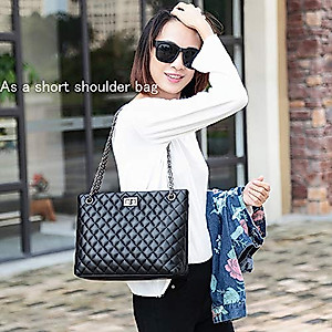 zhongningyifeng Shoulder Bag for Women Handbag Purse Leather Fashion Upgrade with Chain Strap (black1)