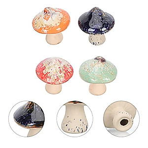 4Pcs Ceramic Mushrooms for Garden, Miniatures Mushroom Decor Mini Mushroom Garden Decor Mushroom Statue for Plant Pots Micro Landscape Dollhouse Decor