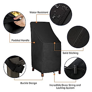 MAVINCHER Stackable Patio Chair Covers, High Back Outdoor Chair Covers, 600D Heavy Duty Waterproof Lawn Outside Barstool Furniture Covers,Fits for 4-6 Stackable Dining Chairs,27"W x 27"D x 49"H,2 Pack