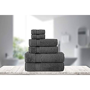 Peshkul Premium Collection Turkish Bath Towel Sets of 6 | 100% Cotton | 2 Bath Towels 27x54, 2 Hand Towels 16x30, 2 Washcloths 13x13 (Mineral Grey)