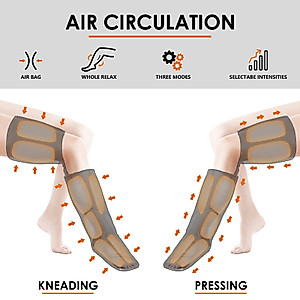 CINCOM Leg Massager, Leg Compression Massager with Heat for Circulation and Pain Relief Air Compression Foot Calf Thigh Massager with Handheld Controller